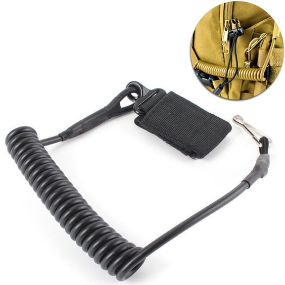 Tactical Pistol Hand Gun Secure Elastic Lanyard Spring Sling With Magic ...