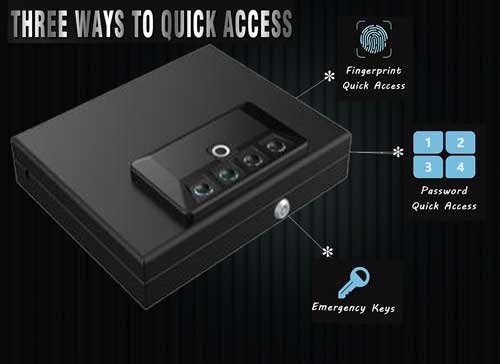 GunAlly Biometric Gun Safe Box Fingerprint Lock or Key Pad Smart Gun ...