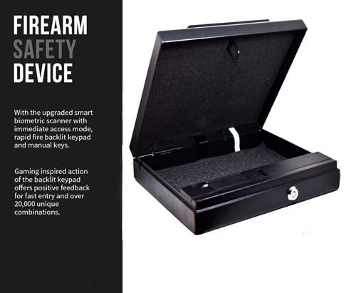 GunAlly Biometric Gun Safe Box Fingerprint Lock or Key Pad Smart Gun ...