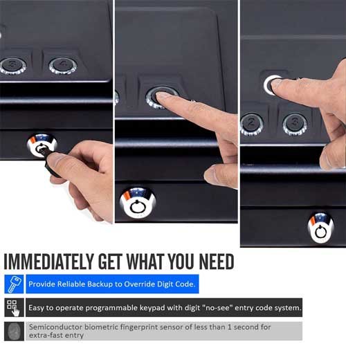 GunAlly Biometric Gun Safe Box Fingerprint Lock or Key Pad Smart Gun ...