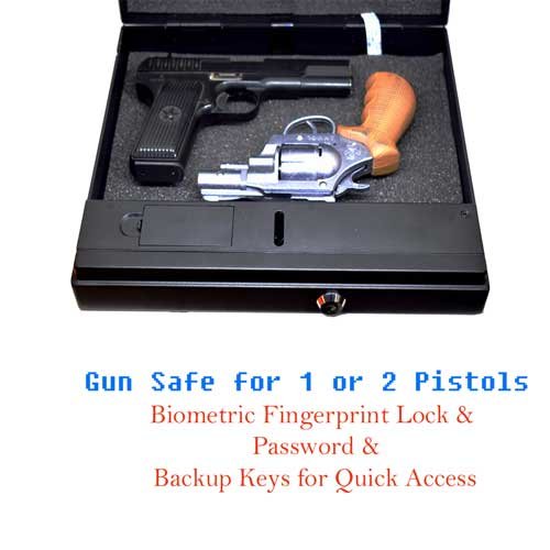 GunAlly Biometric Gun Safe Box Fingerprint Lock or Key Pad Smart Gun ...