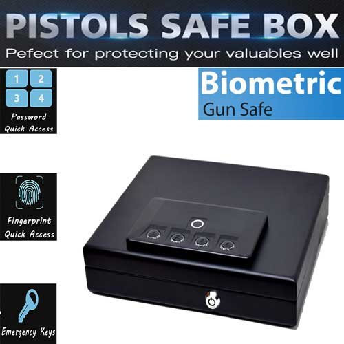 GunAlly Biometric Gun Safe Box Fingerprint Lock or Key Pad Smart Gun ...