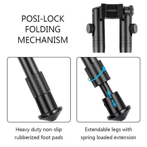 Universal Adjustable Foldable Rifle Bipode Barrel Mount Stand - Gunholster