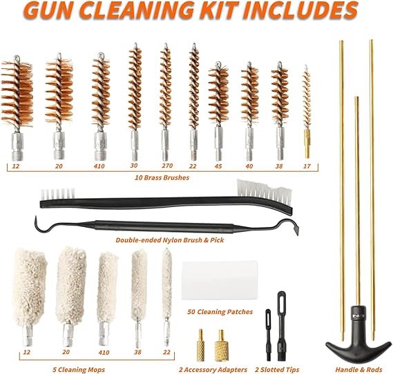 GunAlly Cleaning Kit for All Guns, Universal Gun Cleaning Supplies with ...