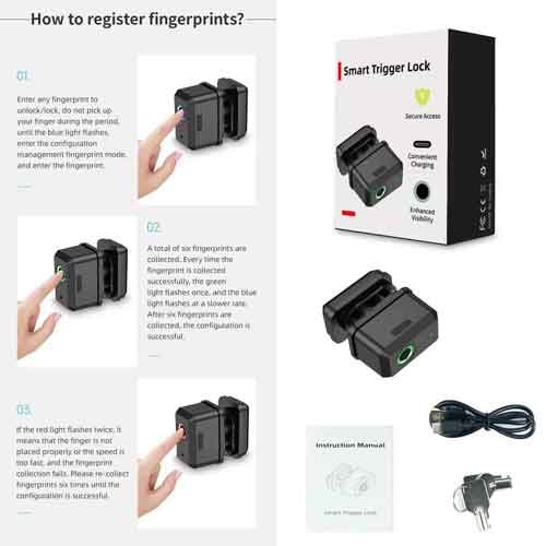 Biometric Fingerprint Trigger Lock with Key for Handguns,Rifles and ...