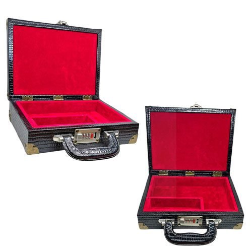 Premium Box Leather Hard Pistol/Revolver Case Lockable Handgun Storage ...